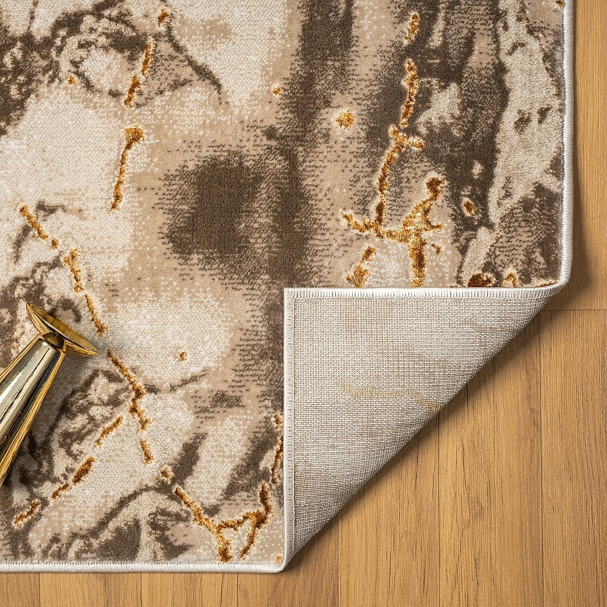 LUXE WEAVERS Marble Abstract Beige 4x5 Area Rug