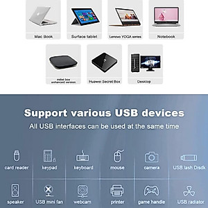 USB Hub 7 Port USB Expander, ADOOMA Multiport USB 3.0 Desk Data Hub Extender Adapter for PC Laptop PS5 Aluminum Grey