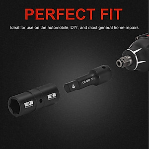 AOBEN 5 PCS 1/2" Drive Impact Socket Set, Flip Socket Set with Cr-Mo Steel, Includes 3 Inch Bar Extension, SAE and Metric Sizes
