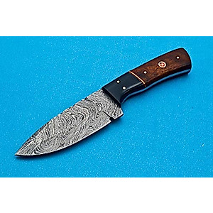 EEAABBR Coustom Handmade Forged Damascus Steel Hunting Knife 100% Handmade Damascus Steel Handle Walnut Wood with Leather Sheath 894