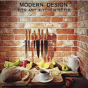 Rocky Barn Magnetic Knife Holder for Wall, Modern Transparent Magnetic Knife Strip Bar Rack, Magnet Knife Hanger, Kitchen Knife Utensil and Tool Storage, Magnetic Kitchen Wall Organizer, 12,6x3 inch