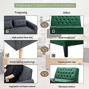 Vongrasig 47" Small Modern Loveseat Sofa, Mid Century Linen Fabric 2-Seat Sofa Couch Tufted Love Seat with Back Cushions and Tapered Wood Legs for Living Room, Bedroom and Small Space (Dark Gray)