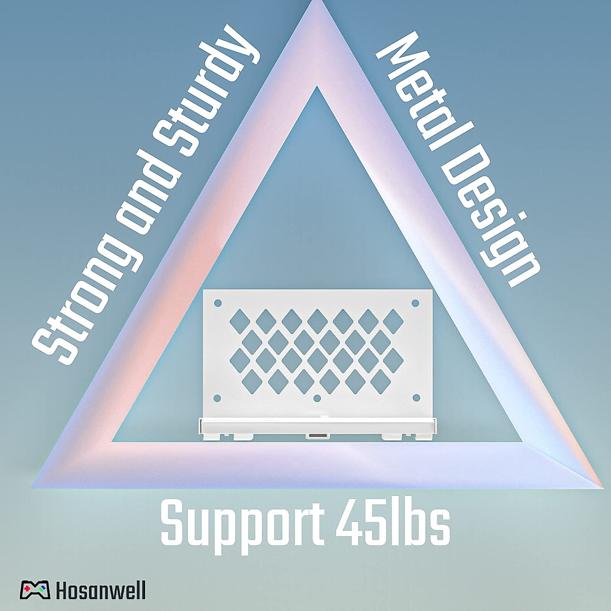 Hosanwell PS5 Wall Mount, PS5 Wall Mount Kit with 2 Detachable Controller Holder and Headphone Mount, Solid Metal with Accessories Easy Installation,White