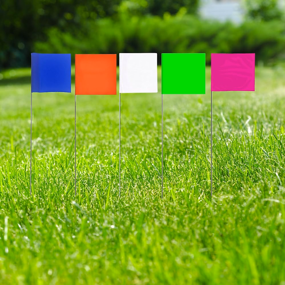 Swanson Tool Co FY15100 2.5-Inch by 3.5-Inch Marking Flags with 15-Inch Wire Staffs, Yellow, 100-Pack