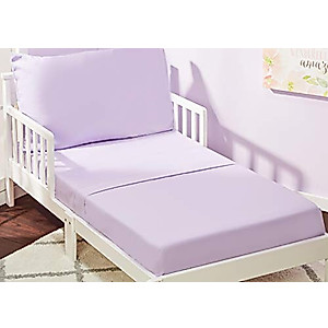EVERYDAY KIDS 3 Piece Toddler Sheet Set - Soft Breathable Microfiber Toddler Bedding - Includes a Flat Sheet, a Fitted Sheet and a Pillowcase - Solid Purple