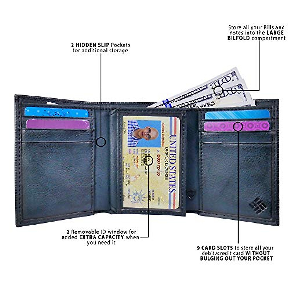 Columbia Men's RFID Leather Wallet Trifold Vertical Security Protection Accessory, -black Joey, One Size