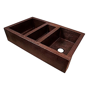 Copper Triple Bowl Farmhouse Kitchen Sink
