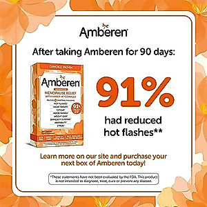 Amberen: Safe Multi-Symptom Menopause Relief. Clinically Shown to Relieve 12 Menopause Symptoms: Hot Flashes, Night Sweats, Mood Swings, Low Energy and More. 2 Month Supply