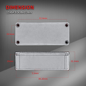 DaierTek 3pcs 1590A Metal Guitar Pedal Enclosure 92x38x31mm Diecast Aluminum Stomp Box Case Unfinished for Guitar Effect