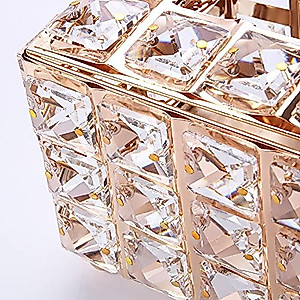 Handmade Square Crystal Tissue Box Tray 200pc Paper Towel Storage, Silver Rectangle Cover Luxury Toilet Holder for on Bathroom Vanity/Countertop/Bedroom Dresser/Night Stand/Desk/Table Rectan (Gold)