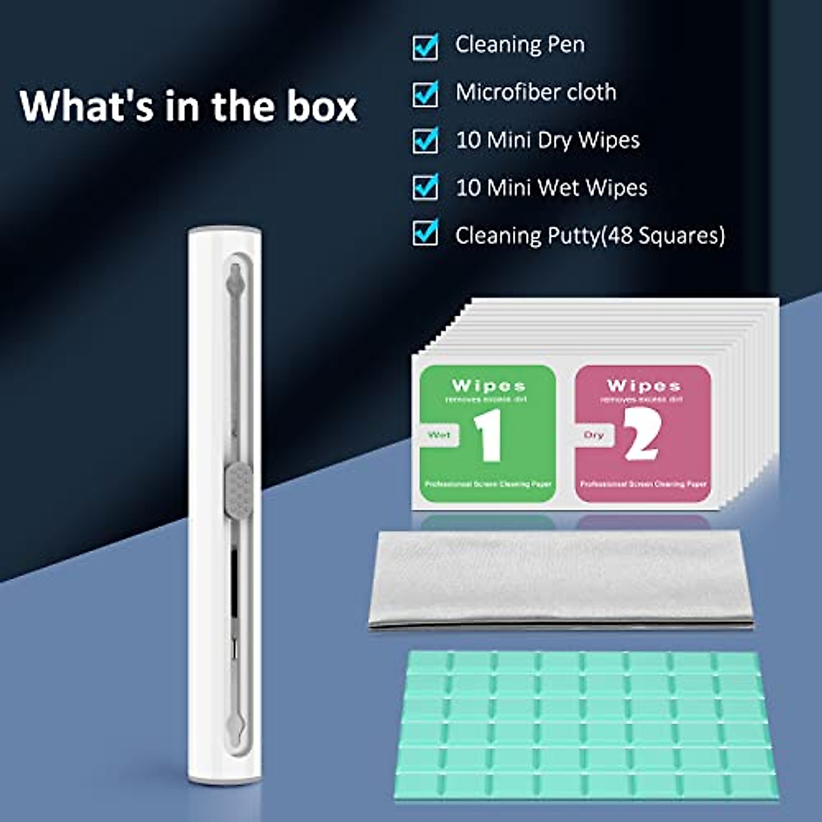 Yunerz for Airpods Cleaner Kit, Earbuds Cleaning Pen, Bluetooth Headphone Cleaning Tool with Cleaning Putty for Airpods Pro 1 2 3 and Other Earphones, Upgraded Kits with Cloth and Wet Dry Wipes