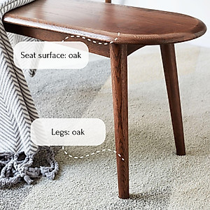 Vadisun 100% Solid Oak Bedroom Wood Bench,Rounded Corner Baguette Shape Chair Surface Design,Entryway Bench/Dining Bench (47.3inch)