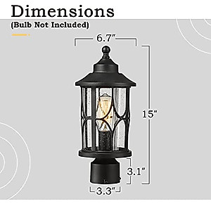 zeyu Outdoor Post Lights Set of 2, Farmhouse Waterproof Lamp Post Light Fixtures for Patio 2 Pack, Black Finish with Seeded Glass Shade, ZX48P-2PK BK