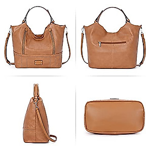 CLUCI Hobo Bags for Women Vegan Leather Purse Fashion Crossbody Shoulder Bags Top Handle Satchels Brown