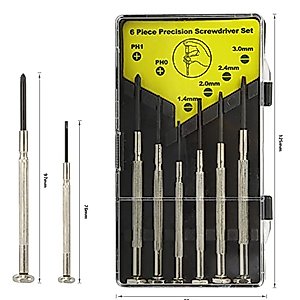 InterSet 6Pcs Mini Screwdriver Set, Eyeglass Repair Screwdriver, Precision Repair Tool Kit with 6 Different Size Flathead and Philips Screwdrivers, Ideal for Watch, Jewelers
