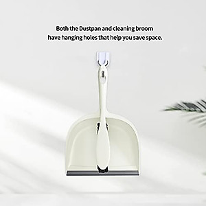 CQT Mini Dustpan and Brush Set Clean Tool for Pet Hair with Handles Cleaning Tool Kit for Home Shelf Kitchen Office Desk Tabletop Floor and Sofa,White (S001 White)