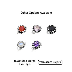 YoTreasure Rainbow Moonstone Solid 925 Sterling Silver Split Shank Ring