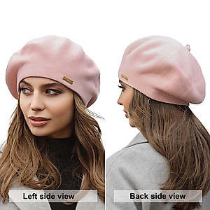Braxton Pink - Warm Lined Wool Knit Berets - French Paris Hat for Women