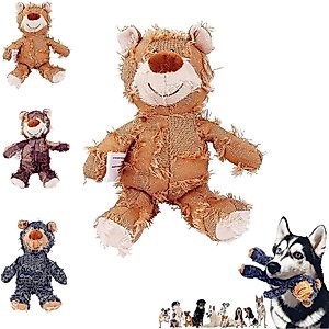 2023 New Indestructible Robust Bear【large】Plush Dog Toy, Indestructible Squeaky Toys for Dogs, Durable Dog Toys for Aggressive Chewers, Chew Toys for Dogs, Interactive Dog Toys for Boredom (A-Brown)
