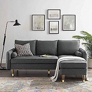 ALAMHI Wood Furniture Leg, Couch Legs 6 Inch Brown Round Tapered Mid-Century Modern Legs, with Brass Base Replacement Legs for Cabinets, Coffee Table, Ottoman, Sofa, Loveseat, Armchair Legs Set of 4