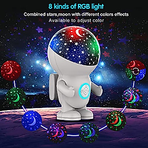 Night Light for Kids,Astronauts Star Projector with Energy Halo Light 1h Timer and 360 Degree Rotation Baby Night Light Ceiling Light Projector Best Gifts for Kids Bedroom,Girl Room Decor
