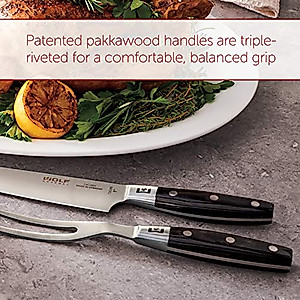 WOLF GOURMET Carving Knife and Fork Set, Ergonomic for Comfort and Control, Forged High-Carbon Stainless Steel, Durable (WGCU211S)