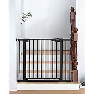 Mom's Choice Awards Winner-Cumbor 29.7"-40.6" Width Pressure or Hardware Mounted Auto Close Safety Baby Gate, Durable Extra Wide Dog Gate for Stairs, Doorways, Easy Walk Thru Pet Gate for House