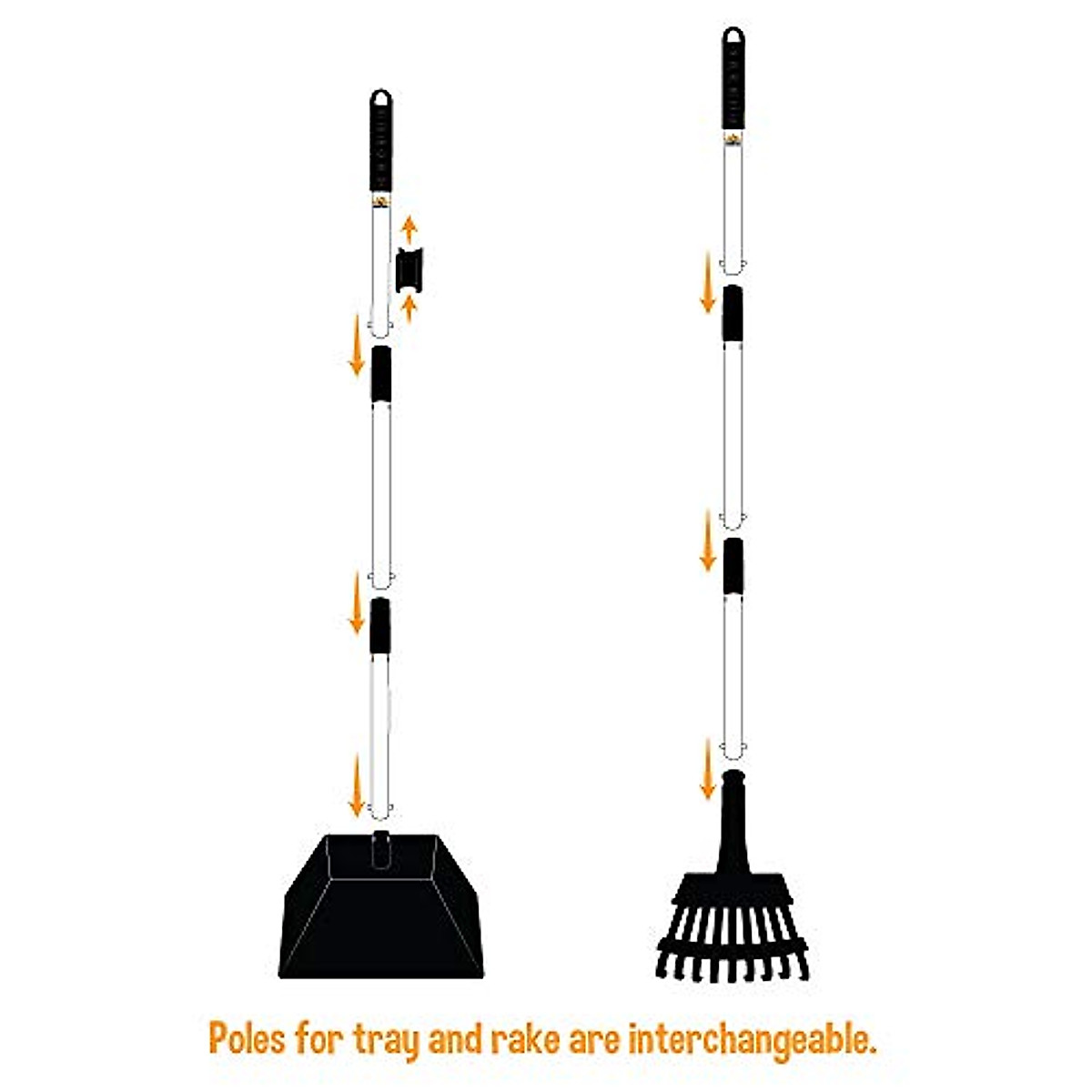 Bodhi Dog Metal Long Handle Tray and Rake Pooper Scooper | Perfect for Small, Medium, Large, XL Pets - Great for Grass, Street and Gravel