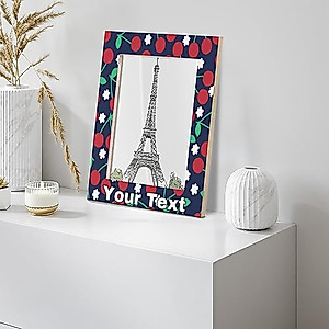 Herdesigns Red Cherry Pattern 8x10 Picture Frame Personalized Custom Text Name Fruit Flower Wooden Picture Frame for Wall and Tabletop Display, Photo Picture Frame Customized Gift