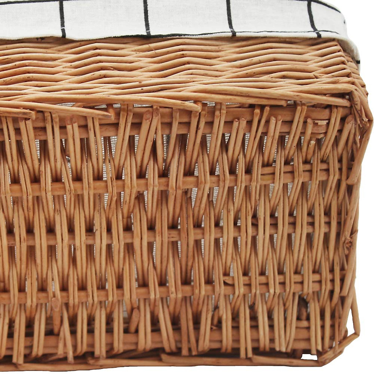 Wicker Storage Basket, Rectangular Storage Basket，Natural and Decorative, Arts and Crafts. (Natural)