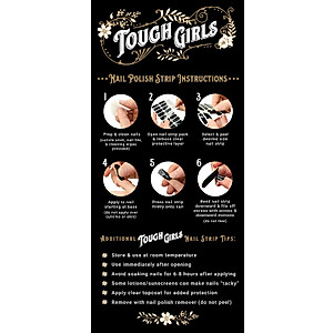 TOUGH GIRLS | Nail Polish Strips | 20 Stylish Strips | Brighter, Thicker, Tougher | Includes Cuticle Stick, Nail File, & Nail Wipes (Black & Sparkles)