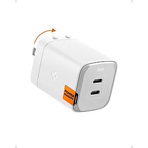 Spigen GaN III 652 65W 2 Ports Compact Foldable Dual USB C Wall Charger PD PPS Fast Charging Block Adapter for iPhone 15 Pro Max 14 13 iPad MacBook Air Vision Samsung Galaxy S24 Ultra Plus steam Deck