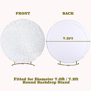 Silver Round Backdrop Cover 7.2ft Sequin Circle Backdrops Curtain Photo Backdrop Arch Covers for Wedding Party Baby Shower Bridal Shower Photography Birthday Prom Background Decorations