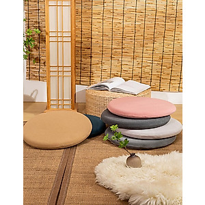 Bar Stool Cushions Round 16 Inch Memory Foam Seat Cushion Non Slip Cushion Cover Japanese Style Tatami Kitchen, Home, Office Chair Pads with Zipper Washable (Beige, 16X1.6 inch)