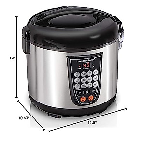 Hamilton Beach Digital Programmable Rice and Slow Cooker & Food Steamer, 20 Cups Cooked (10 Cups Uncooked), 14 Pre-Programmed Settings for Sear Saute, Hot Cereal, Soup, Nonstick Pot, Stainless Steel