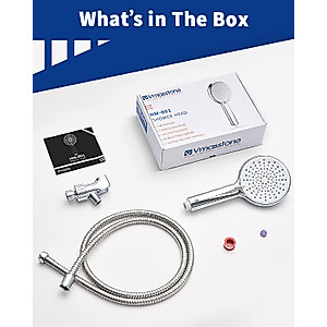 High Pressure Handheld Shower Head VMASSTONE 3-Setting Shower head Kit - Jet Water Mode - with 59" Stainless Hose and Adjustable Mount Excellent Replacement for Bath Showerhead (HM-001 Chrome)