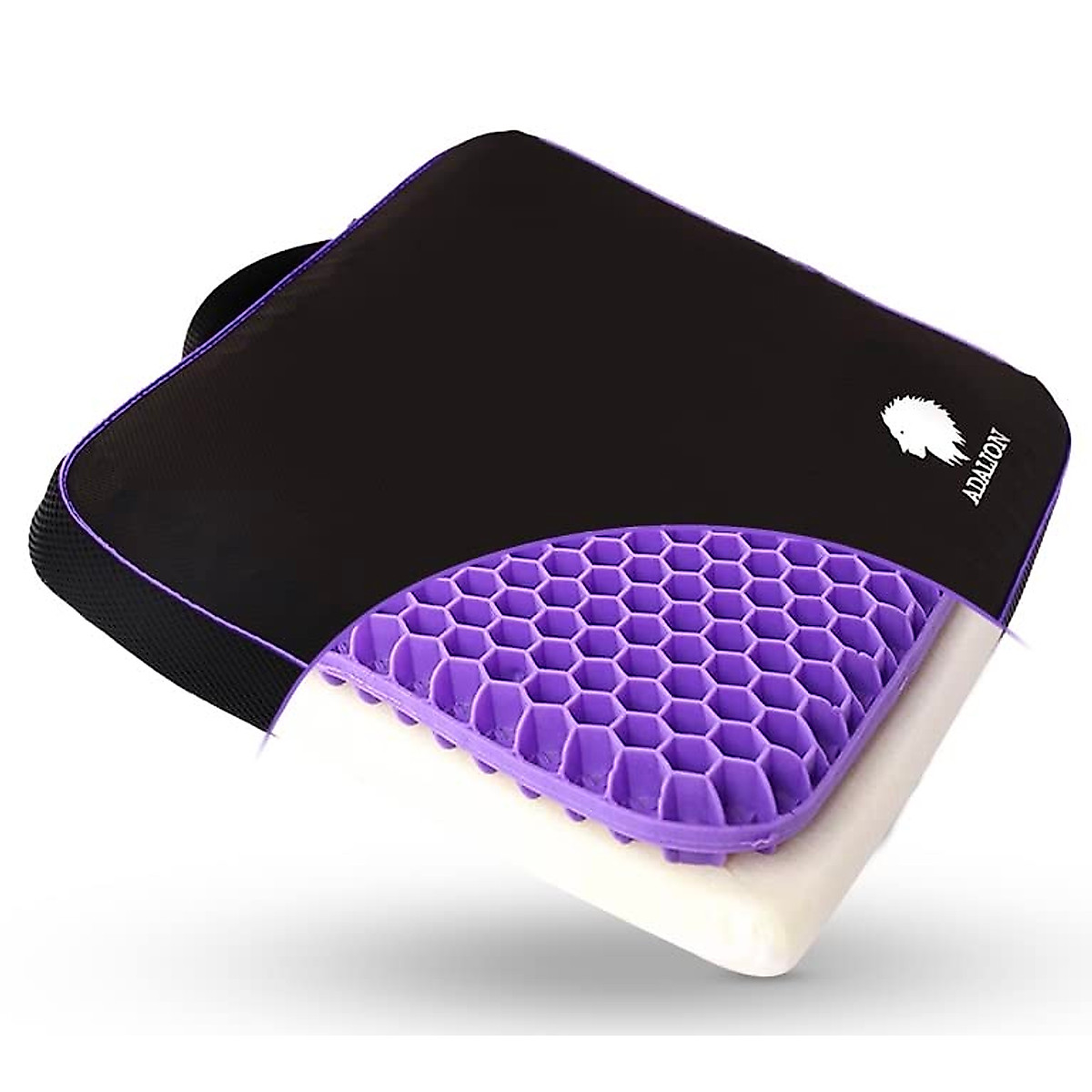 Adalion Large Seat Cushion For Long Sitting And Lasting Comfort, Upgraded THICK Gel&Memory Foam For Tailbone Pain Relief, Office Cooling Honeycomb Pad Great For Wheelchair, Sciatica&Coccyx And Driving