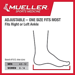 MUELLER Sports Medicine Green Adjustable Ankle Support Brace, Ankle Pain Relief Support for Men and Women, Ideal for Sprains, Strains, Arthritis, Black, One Size