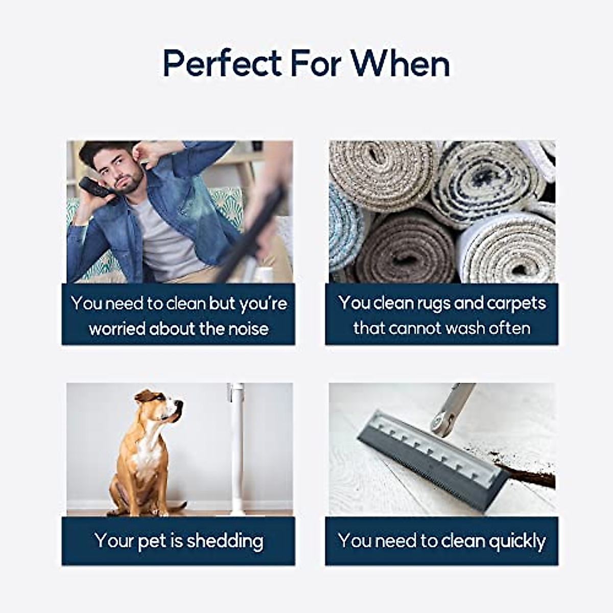 UpgradeWith Sweeping Broom 3 Detachable Rods | Multifunctional Silicone Broom - Floor & Carpet Sweeper, Dog & Pet Hair Remover| Extendable, Hangable, Washable (2 Steps Extension)