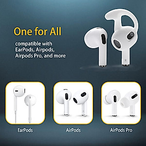Zeadio 6 Pairs Custom Molded Silicone Ear Tips Cover Skins and Covers, Professional Anti-Drop Silicone Earbuds Covers Tips Ear Hooks, Compatible with Apple AirPods, AirPods Pro and EarPods