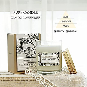 Aronica Pure Candle, Lemon Lavender Scent, 7.05oz / 200g, Cute High End Bathroom Candle with Bamboo Lid, Small Non Toxic Candle for Aromatherapy, Spring Bathroom Decor
