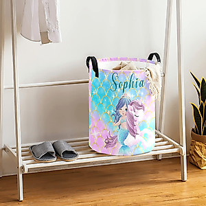 Custom Laundry Basket Name Pattern Laundry Basket Personalized Collapsible Laundry Hamper with Name Dirty Clothes Storage Basket with Handles (Multi37)