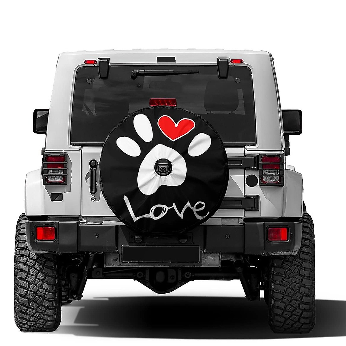 Delerain Spare Tire Cover with Backup Camera Hole Dog Footprint Paw Print Wheel Covers Waterproof Dust-Proof UV Sun Universal Fit for Jeep Trailer RV SUV Truck (17 Inch for Diameter 31"-33")