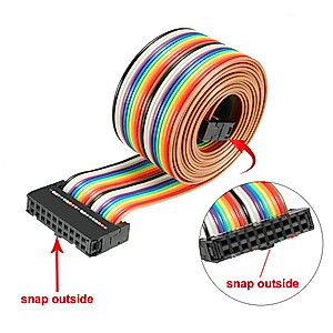 uxcell IDC Rainbow Wire Flat Ribbon Cable 20 Pins 128cm Length 2.54mm Pitch Type-C