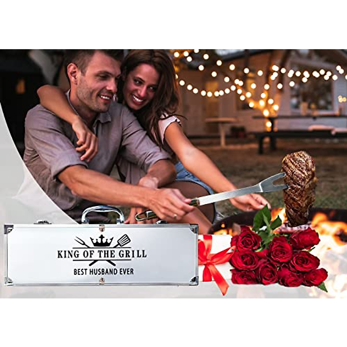 Valentines Day Gifts for Husband Personalized Unique Valentines Day Gifts for Him Husband, Grilling Men V Day Gift from Wife Stainless Steel BBQ Tool Gift for Husband Birthday Anversary Heavy Duty Set