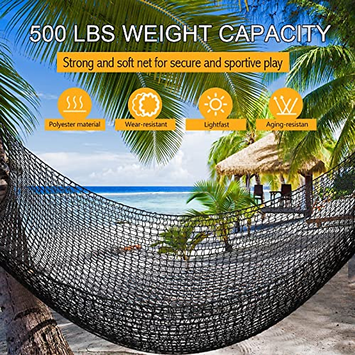 Climbing Cargo Net 6.5 x 9.8 ft Large Kids Backyard Climbing Net Double Layers Playground Safety Net with Storage Bag for Monkey Bar, Treehouse Accessories (Black)