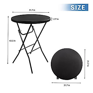 Byliable 32in Cocktail Table High Top Folding Table, Portable Bar Height Folding Table Round with Removable Legs, Indoor Outdoor Banquet Table for Parties, Commercial, Speech, School- Granite Black