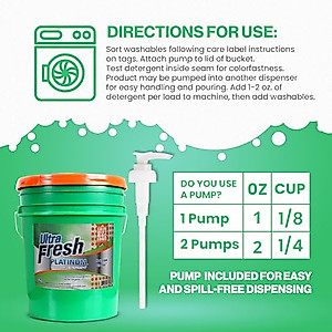 Ultra Fresh® 3X Platinum™ Laundry Detergent - Original Green™ - 5 Gallons - Deep Cleaning, Whitens & Brightens, Up to 640 Loads - Safe for HE Machines & Septic Systems, No Phosphates or Bleach