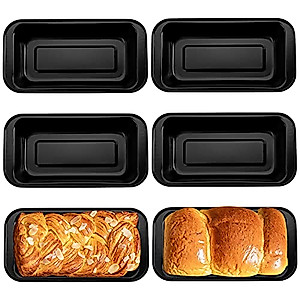 Coloch 6 Pack Metal Black Non-stick Loaf Pan, Bread Baking Mold Carbon Steel Toast Bakeware for Brownies, Meatloaf, Home Kitchen, Dessert Shop, Hand Design, Black