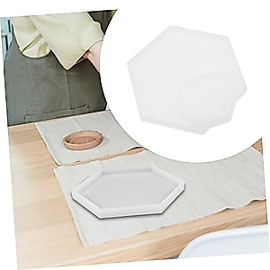 SEWACC 4 Pcs Hexagonal Silicone Mold Tray Resin Mold Tray Mold Resin Tray Mold Epoxy Resin Hexagon Silicone Molds for Resin Hexagon Resin Coaster Molds Silica Gel White Cup Pad Mold Agate